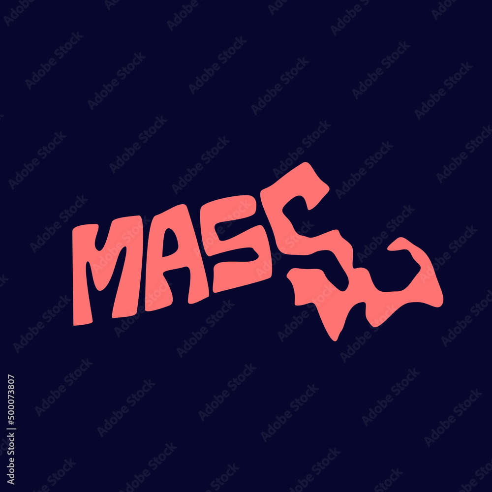 Mass map typography. Mass state map typography. Mass lettering. Stock ...