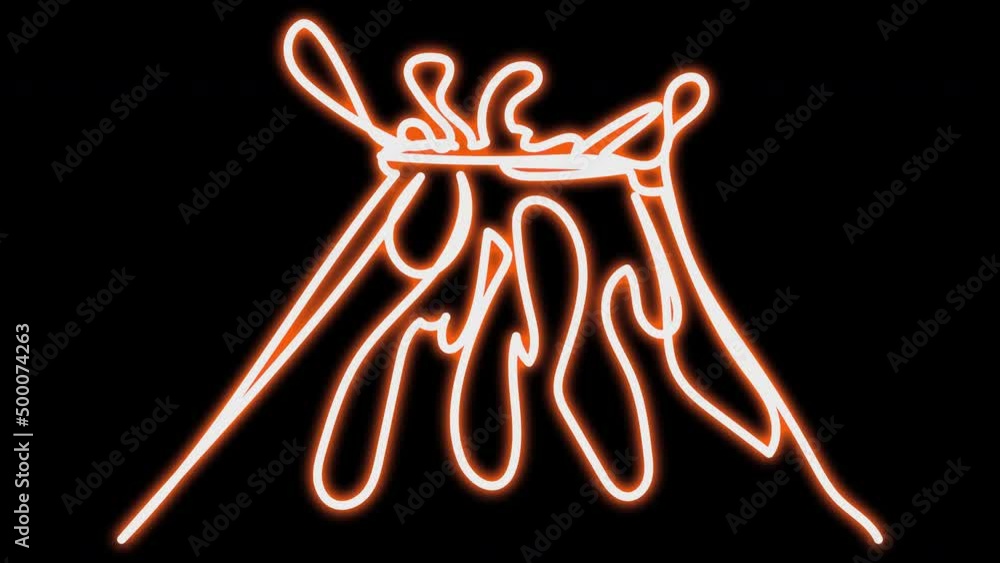 Neon volcano on a black screen. Splash of magma in doodle style. Stock ...