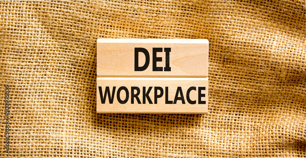 DEI diversity equity inclusion workplace symbol. Blocks with words DEI ...