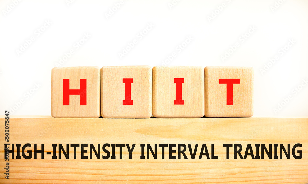 HIIT high-intensity interval training symbol. Concept words HIIT high ...
