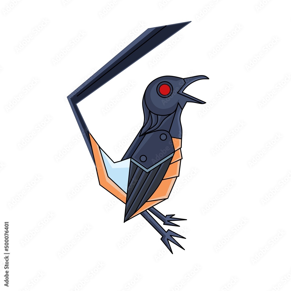 Murai batu illustration vector graphics. Bird robot model design ...