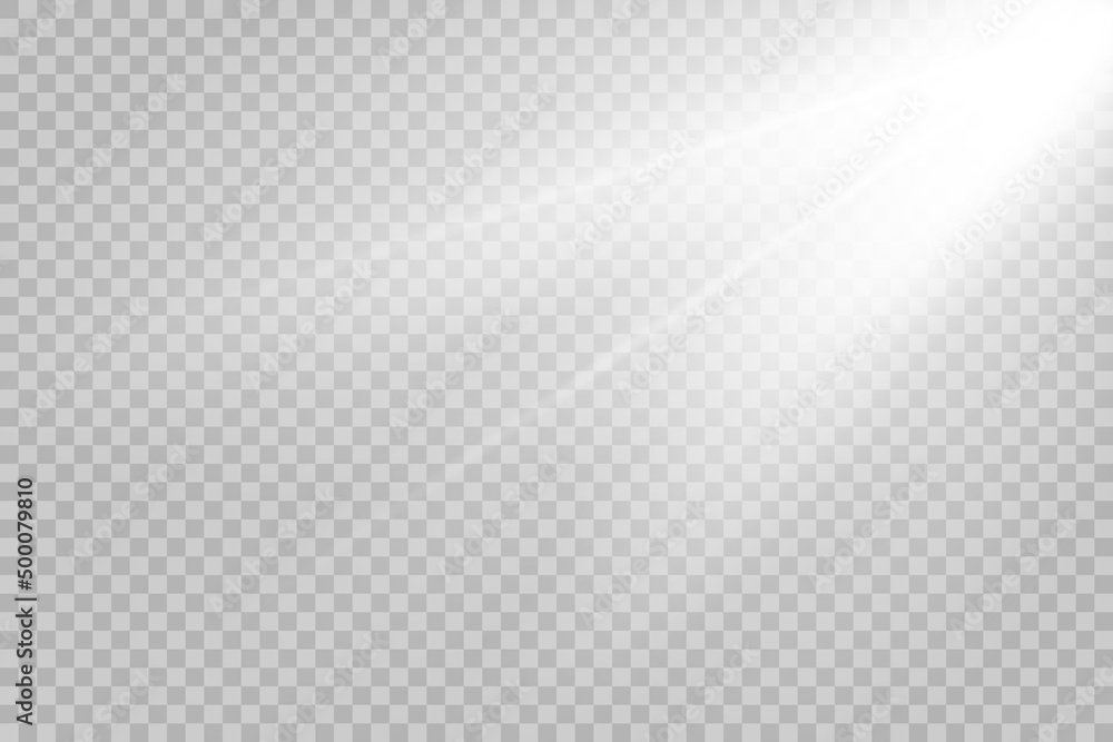 Vector sun light effect. Sun rays isolated on transparent background ...