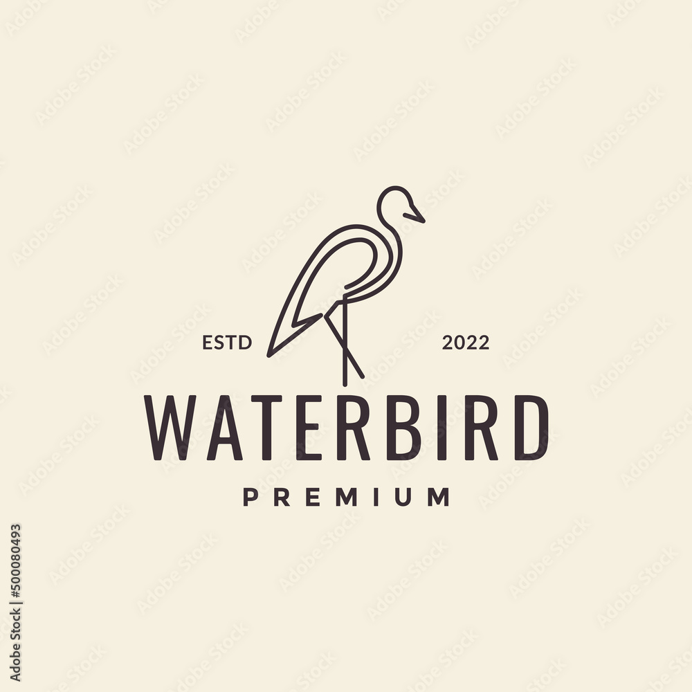 continuous line bird stork logo design vector graphic symbol icon ...