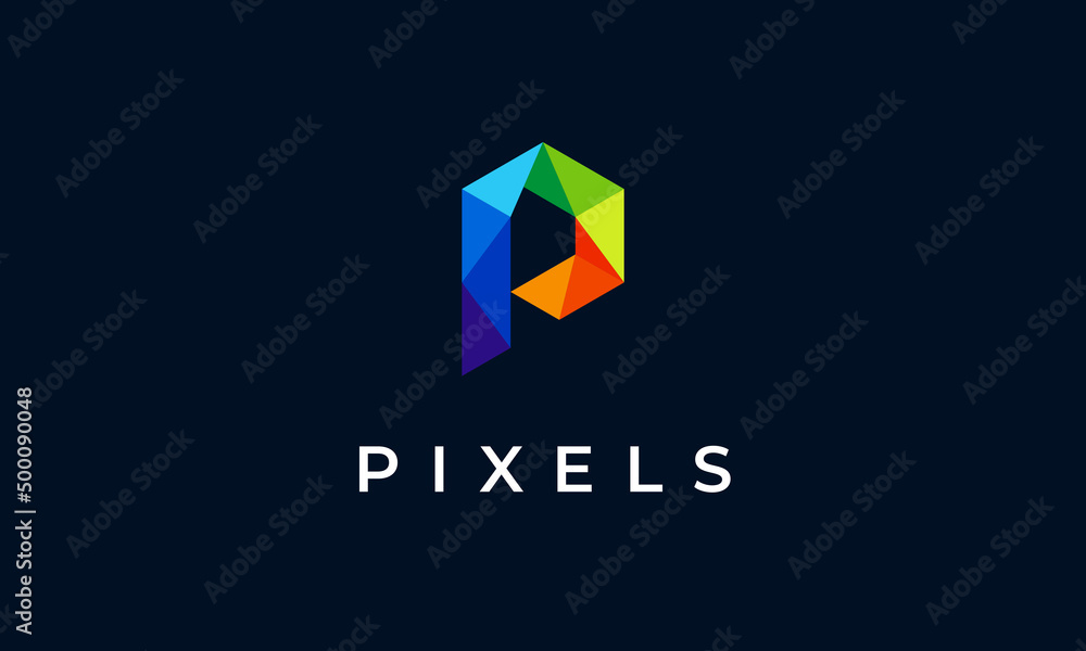 Letter P Logo - Colorful Mosaic Pixel Design Stock Vector | Adobe Stock