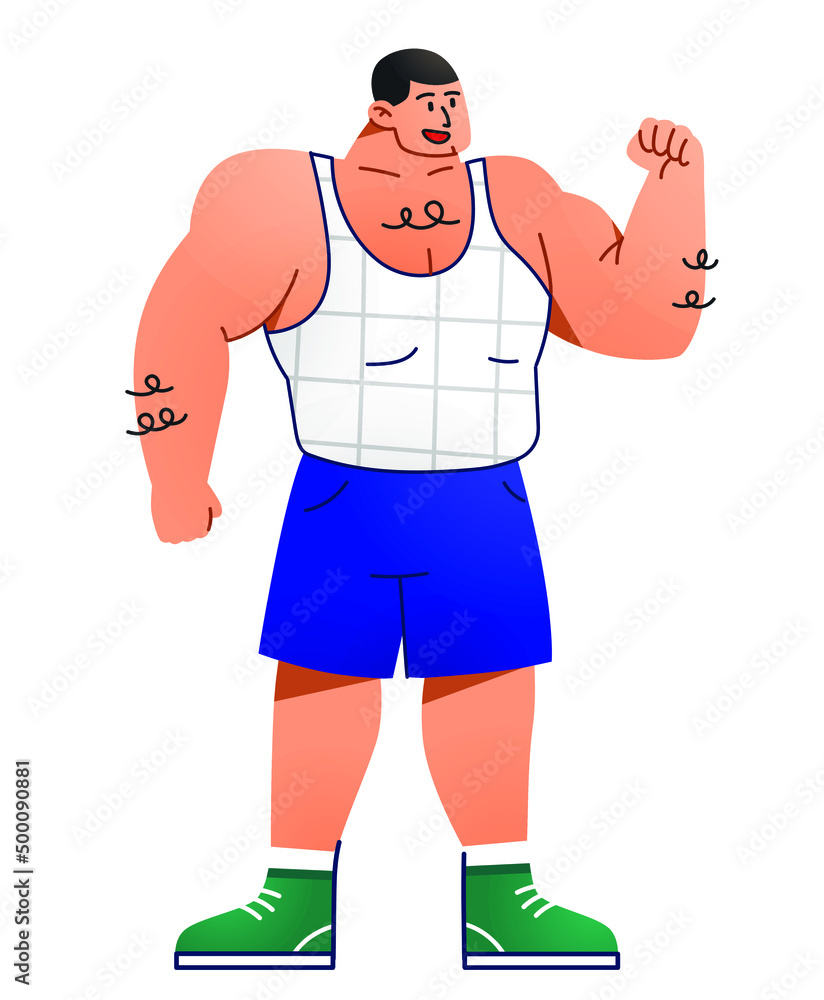 Cartoon characters of strong bodybuilder muscular and strong, character ...