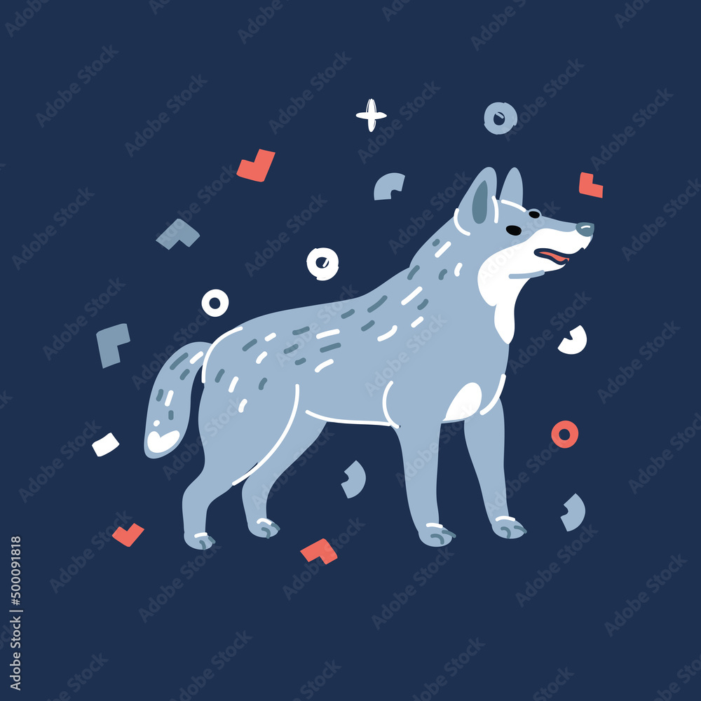 Cartoon vector illustration of wolf Stock Vector | Adobe Stock