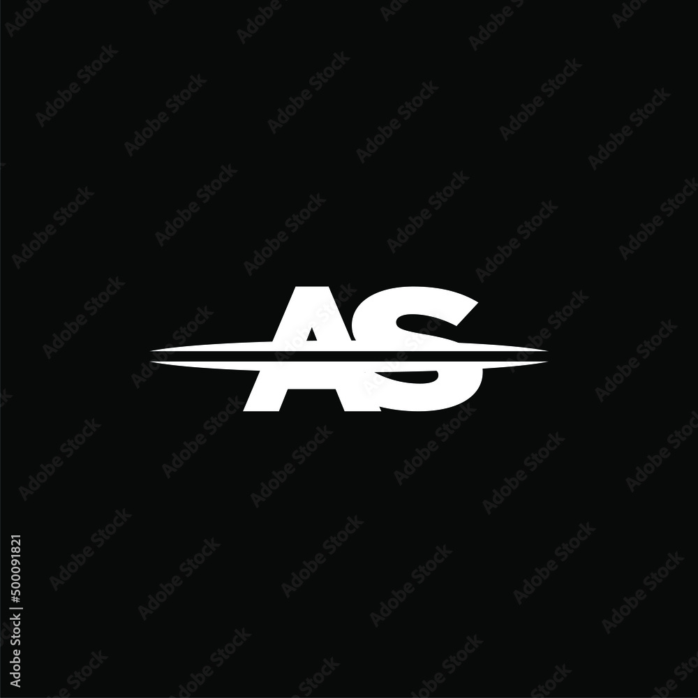 AS initial monogram logo for gaming with Gemoteric line shape style ...