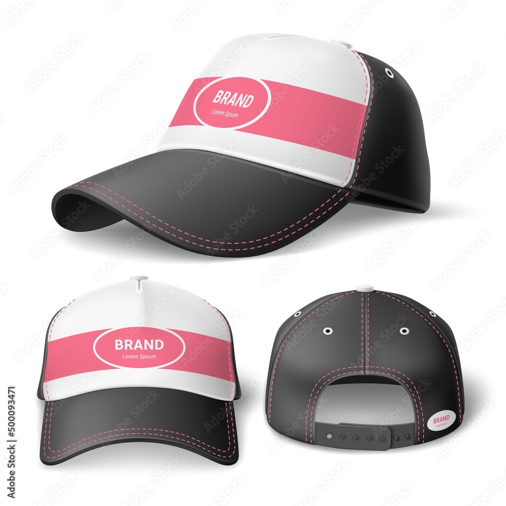 Baseball cap design. Realistic uniform or sports headgear mockup for ...