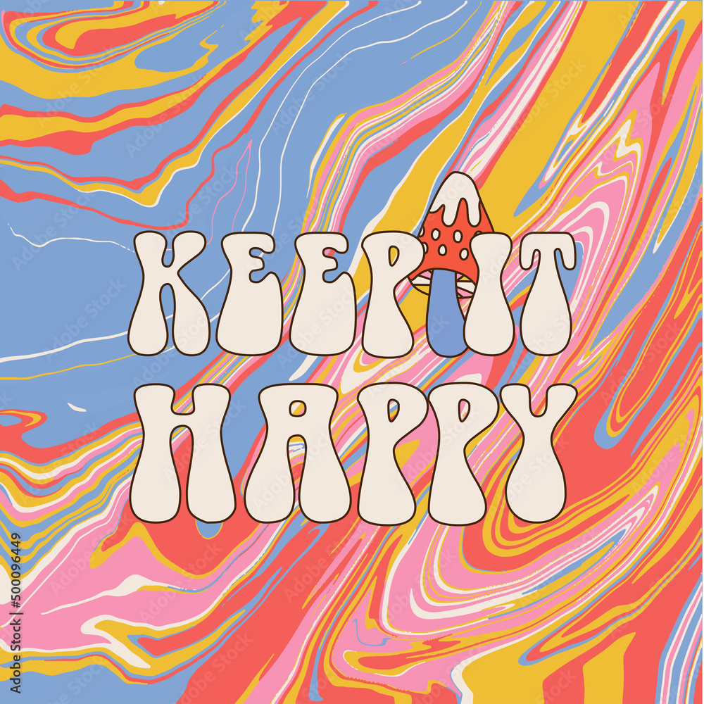 Grafika wektorowa Stock: Keep it Happy - retro lettering text woth ...
