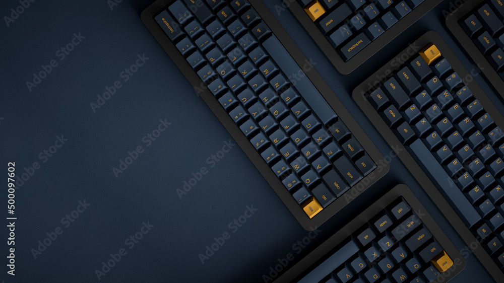 computer keyboard on blue background Stock Photo | Adobe Stock