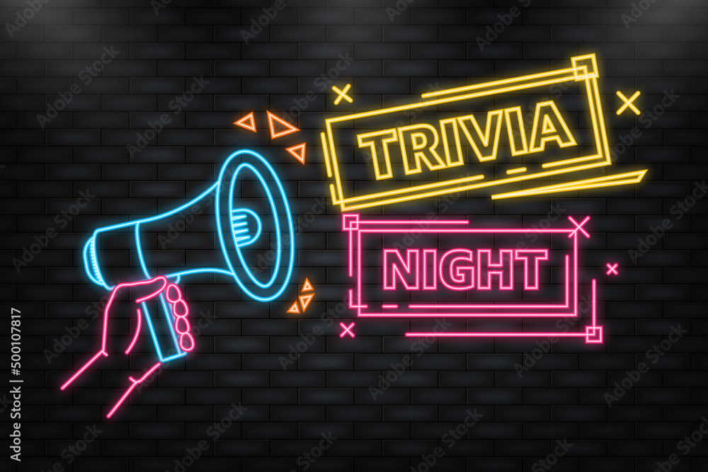 Neon Icon Trivia Night Banner In Flat Style Vector Illustration Stock Vector Adobe Stock
