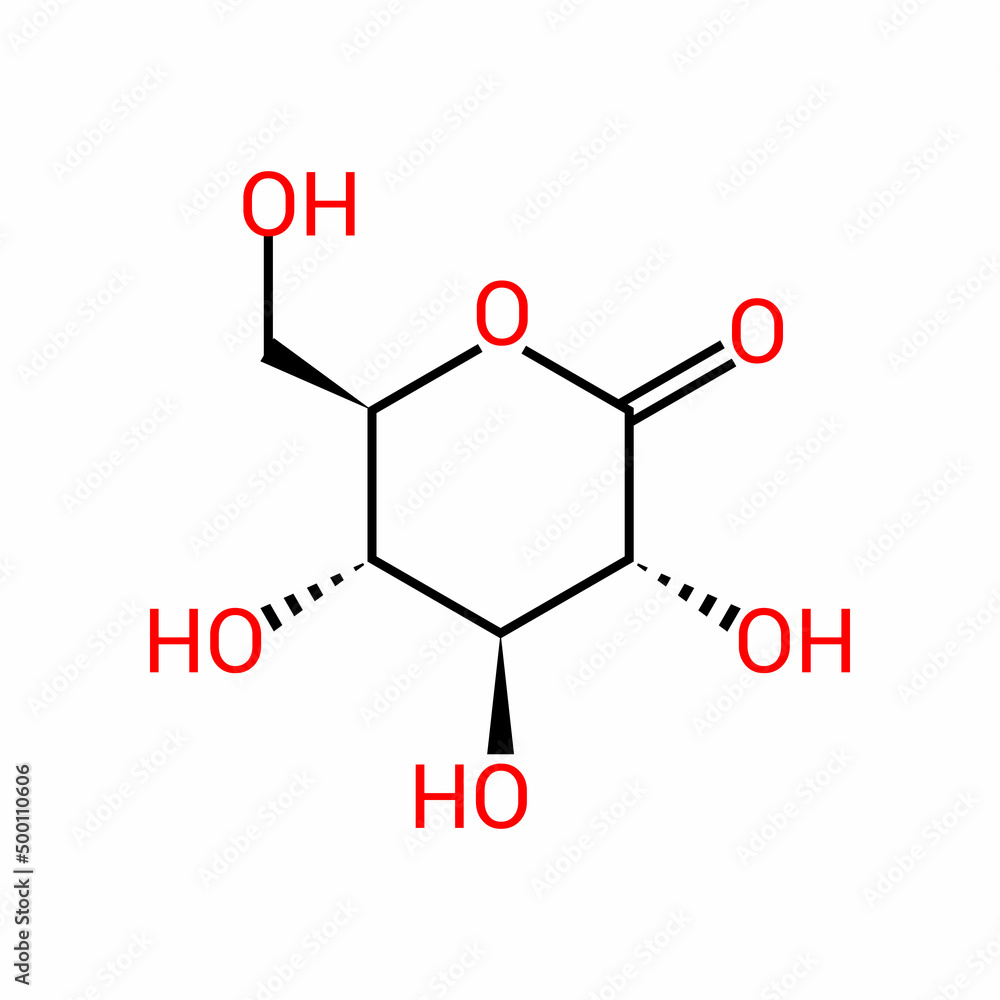 chemical structure of Glucono delta-lactone (C6H10O6) Stock Vector ...