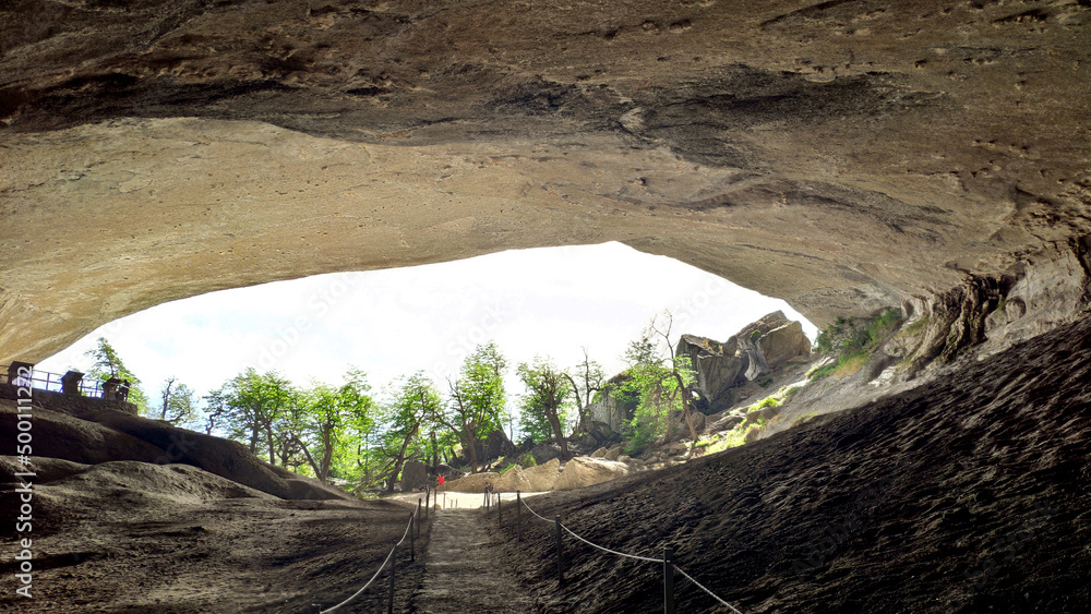 Milodon Cave Natural Monument (Cueva del Milodon), Chile. Stock Photo ...