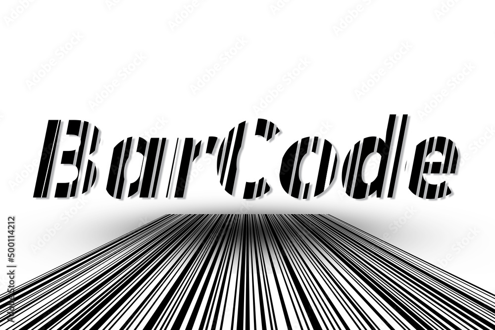 Barcode abstract art design in black and white colors with a 3D ...