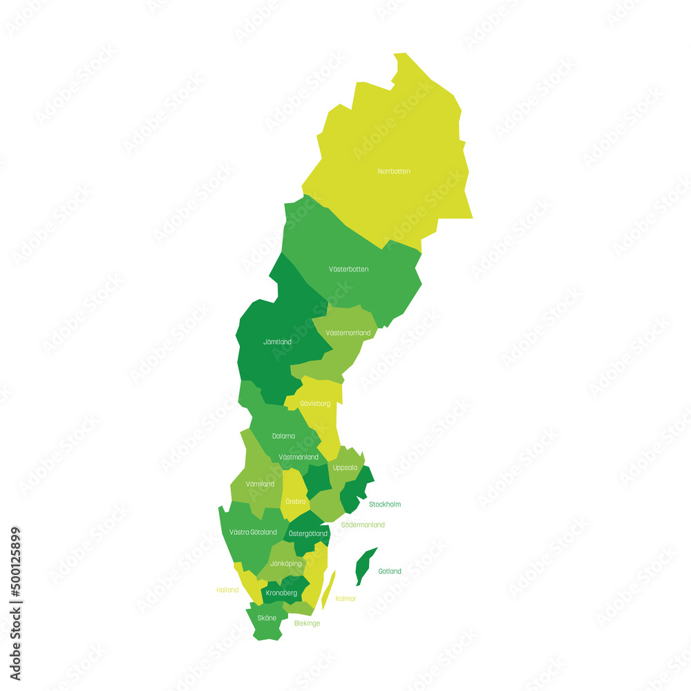 Sweden - administrative map of counties Stock Vector | Adobe Stock