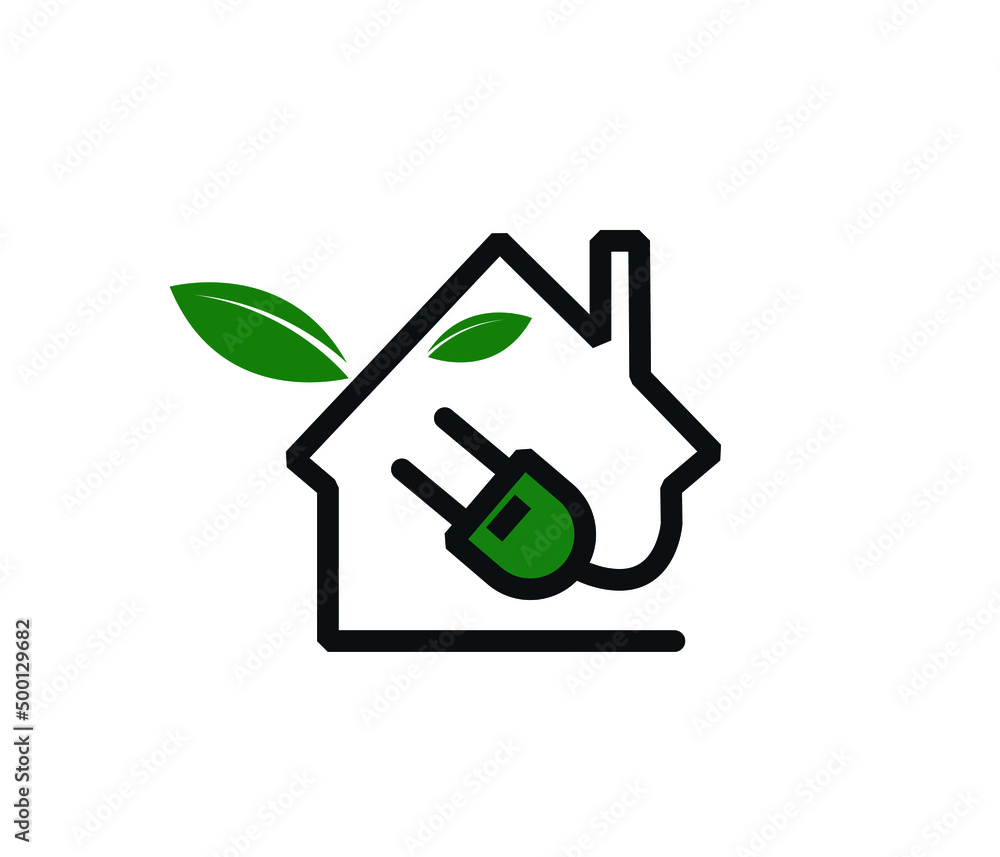 Sustainable green energy house vector icon illustration for logo ...