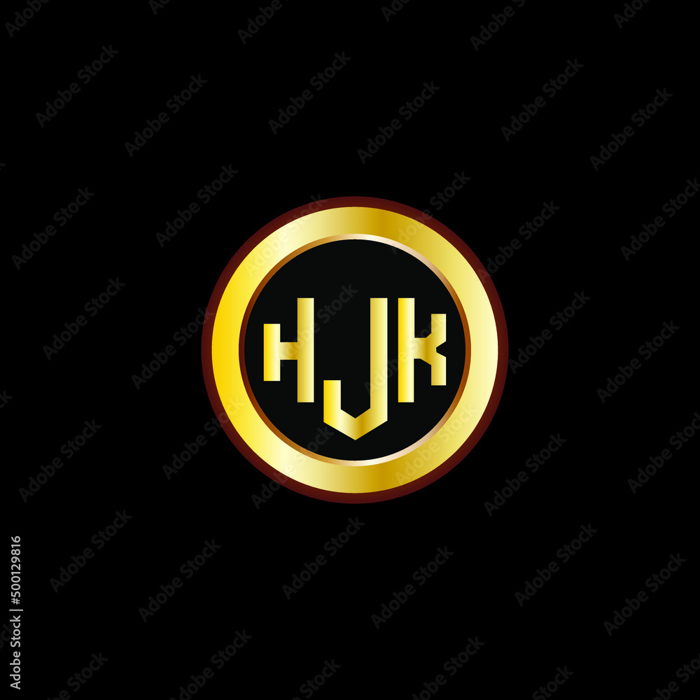 HJK letter circle logo design. HJK letter logo design with black ...