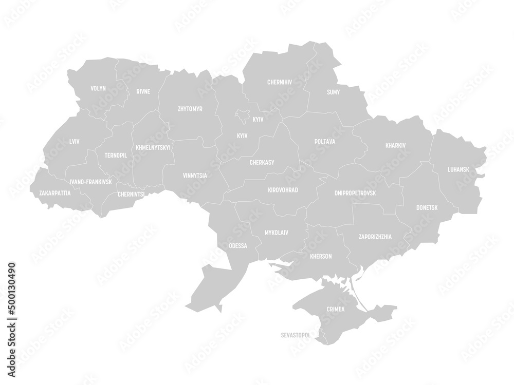 Ukraine - administrative map of oblasts Stock Vector | Adobe Stock