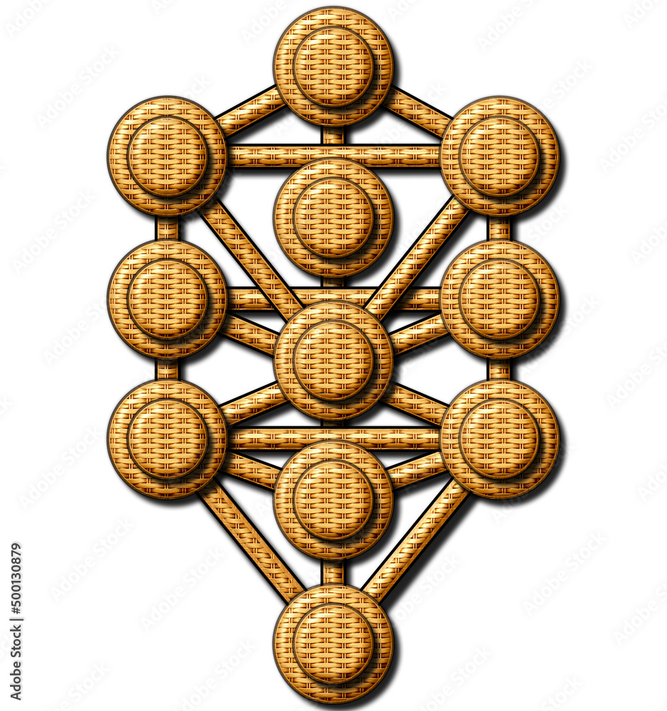 3D wood Kabbalah tree life Sefirot, Sephirot Tree Of Life symbol ...