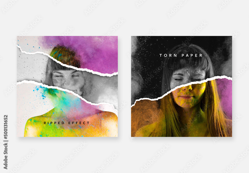 Torn Paper Effect for Social Media Post Stock Template | Adobe Stock