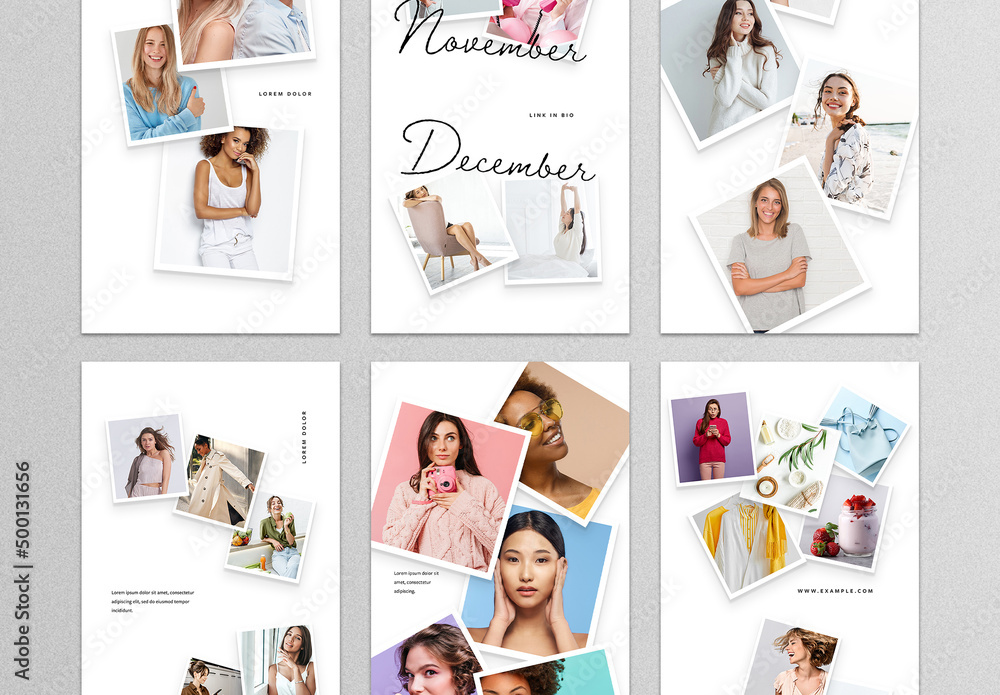 Social Media Story Layouts with Instant Photo Mockups Stock Template ...