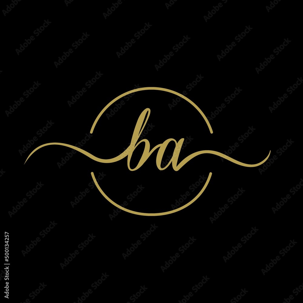 Vetor de BA Initial Letter handwriting logo hand drawn template vector ...
