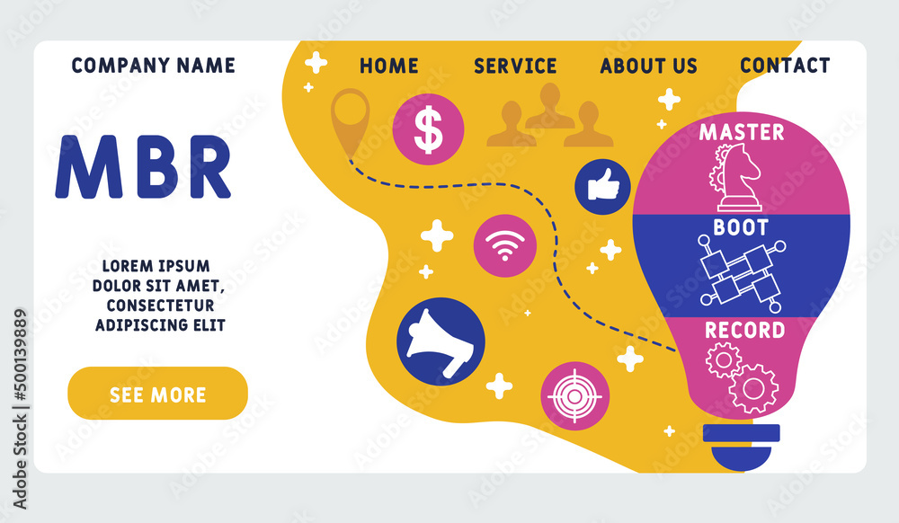 MBR - Master Boot Record acronym. business concept background. vector ...