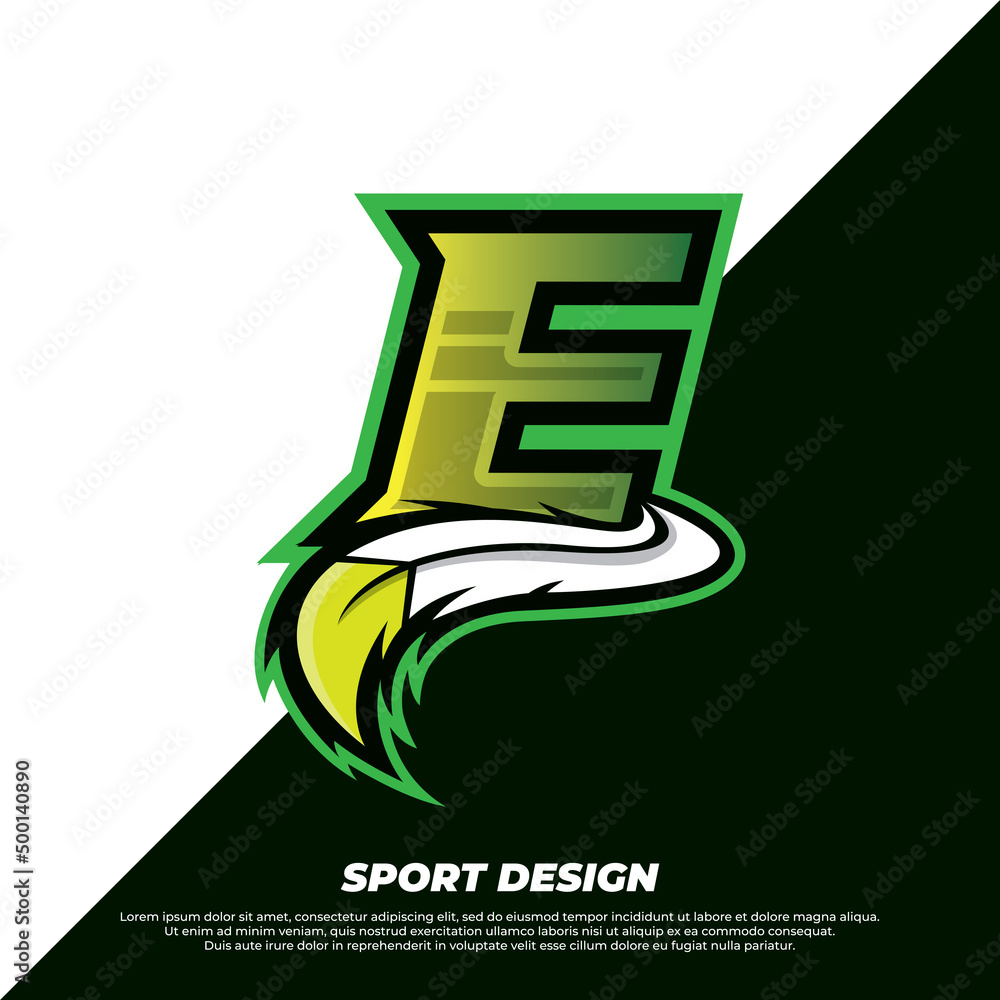 Letter E esport design template with indian fur style, gamer and sport ...
