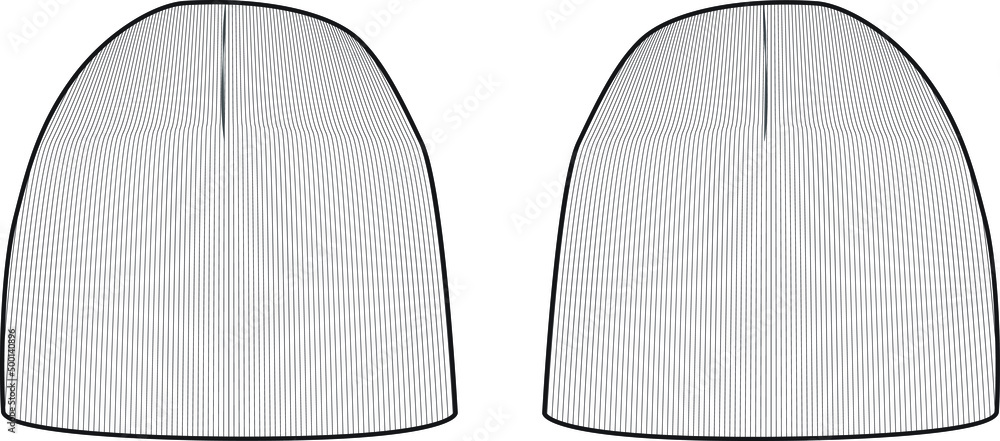 Beanie Hat Knit Stocking Cap Flat Illustration Cad Accessory Winter ...