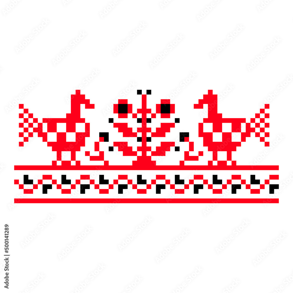 Pixelized pattern Vyshyvanka Traditional Ethnic Ukrainian Seamless ...