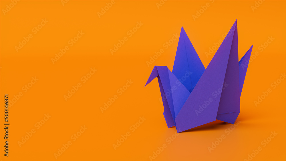 Orange Background with Origami Bird. Stock Illustration | Adobe Stock