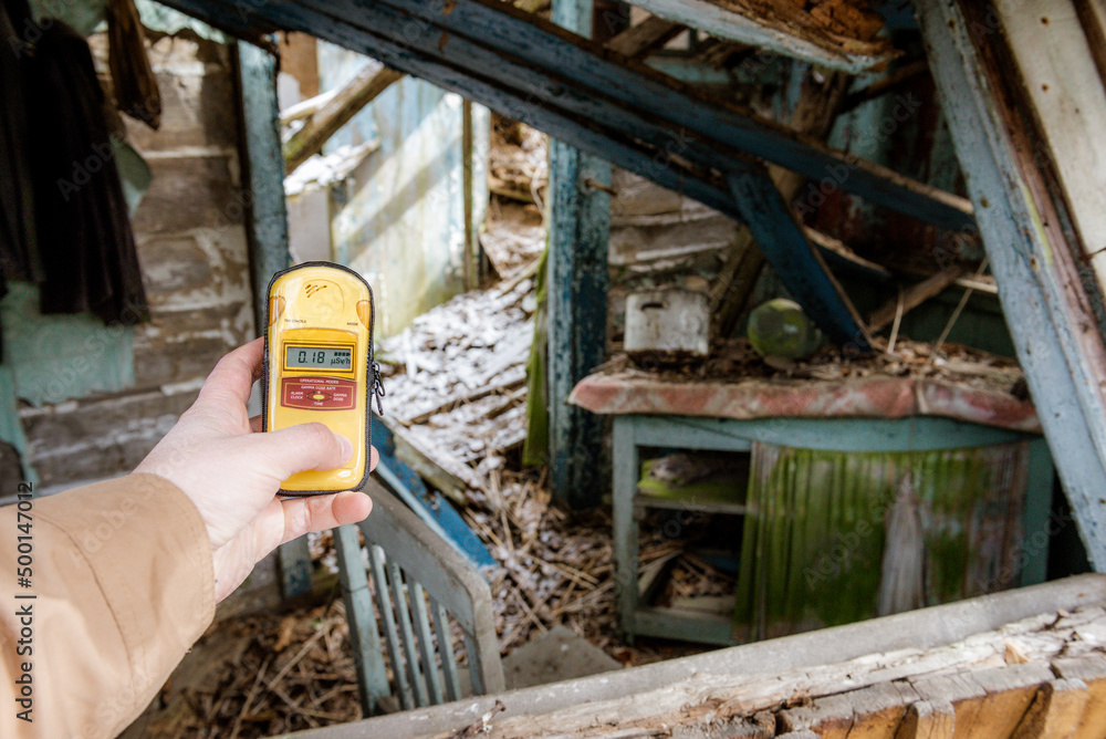 Radiation measurement inside abandoned Chernobyl house Stock Photo ...