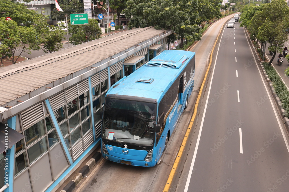 February 10, 2020, Jakarta, Indonesia: TransJakarta (stylised as ...