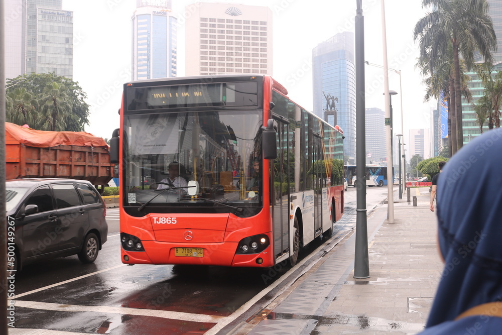 February 10, 2020, Jakarta, Indonesia: TransJakarta (stylised as ...