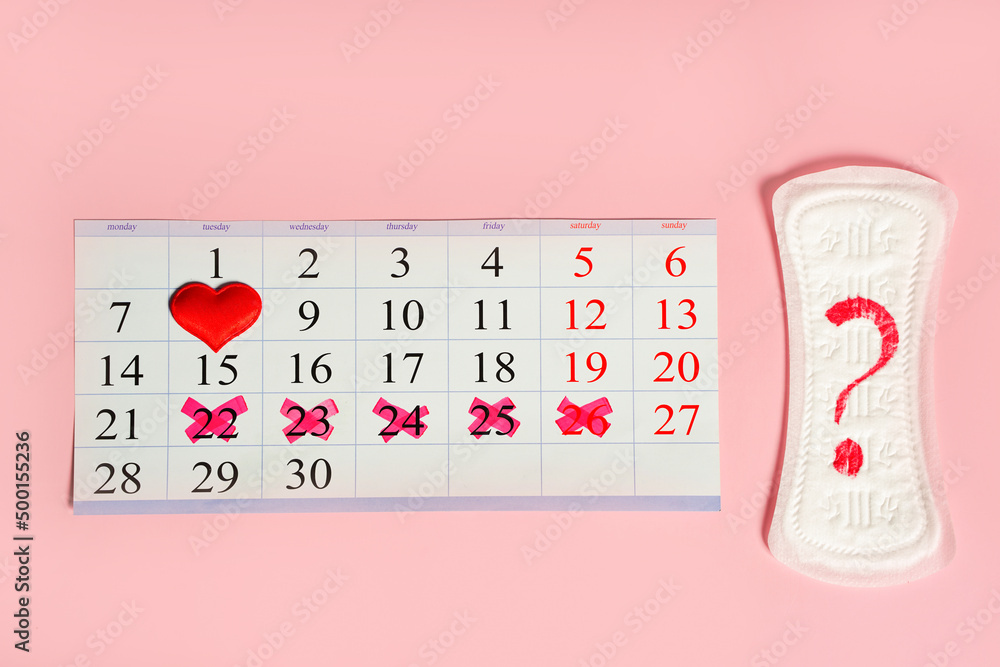 Missed period and marking on calendar. Unwanted pregnancy, woman's ...