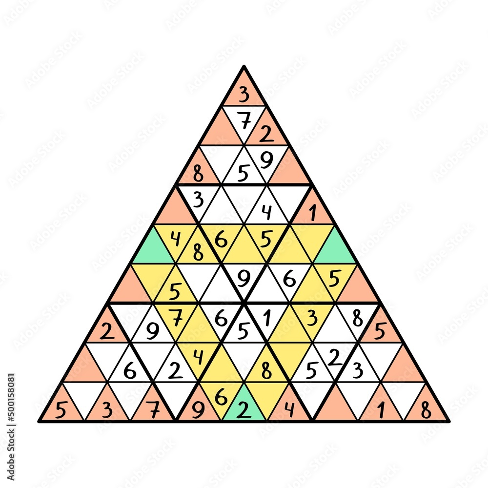 Grande unusual triangular sudoku game for kids vector illustration ...