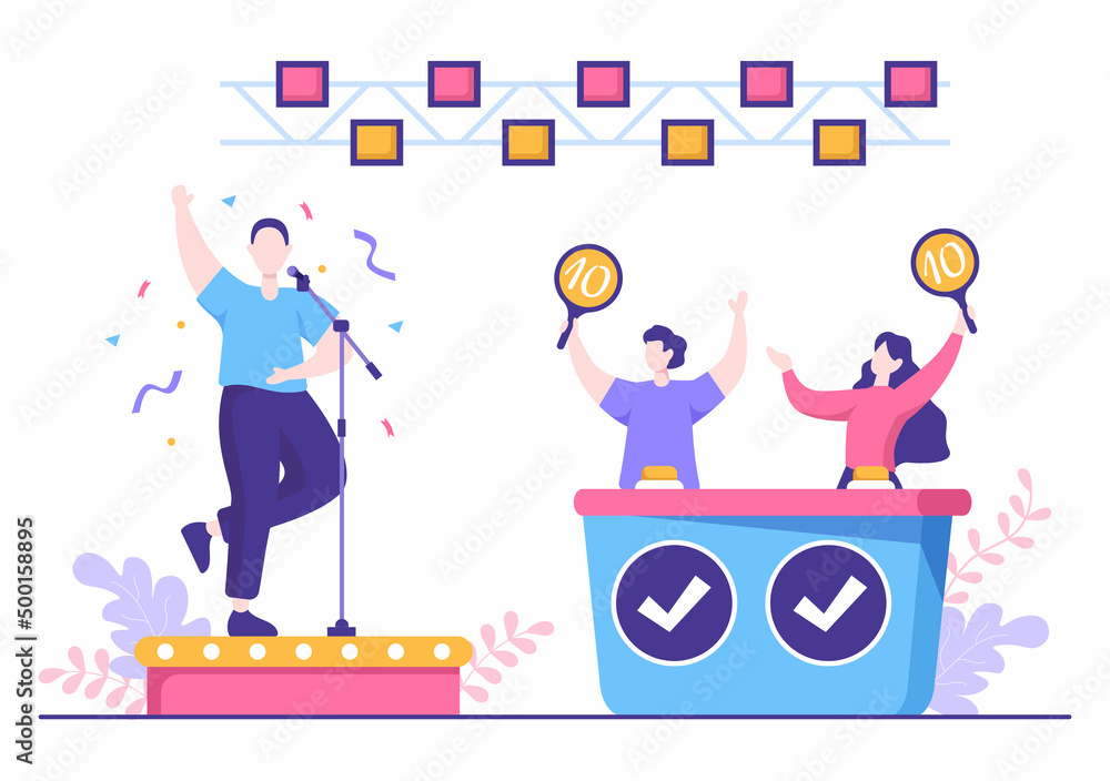 Talent Show with Contestants Displaying their Skill on Stage or Podium ...