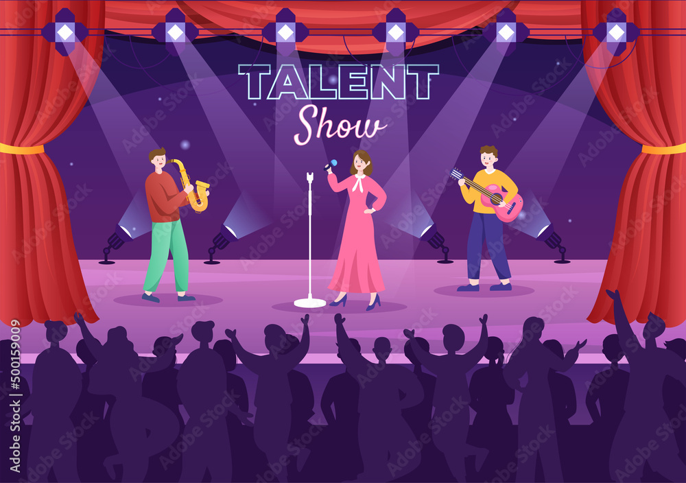 Talent Show with Contestants Displaying their Skill on Stage or Podium ...