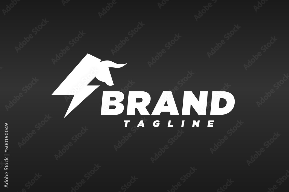 lightning bull logo Stock Vector | Adobe Stock