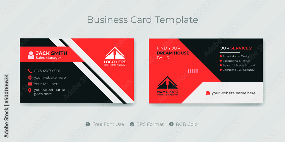 Modern real estate business card design visiting name card template ...