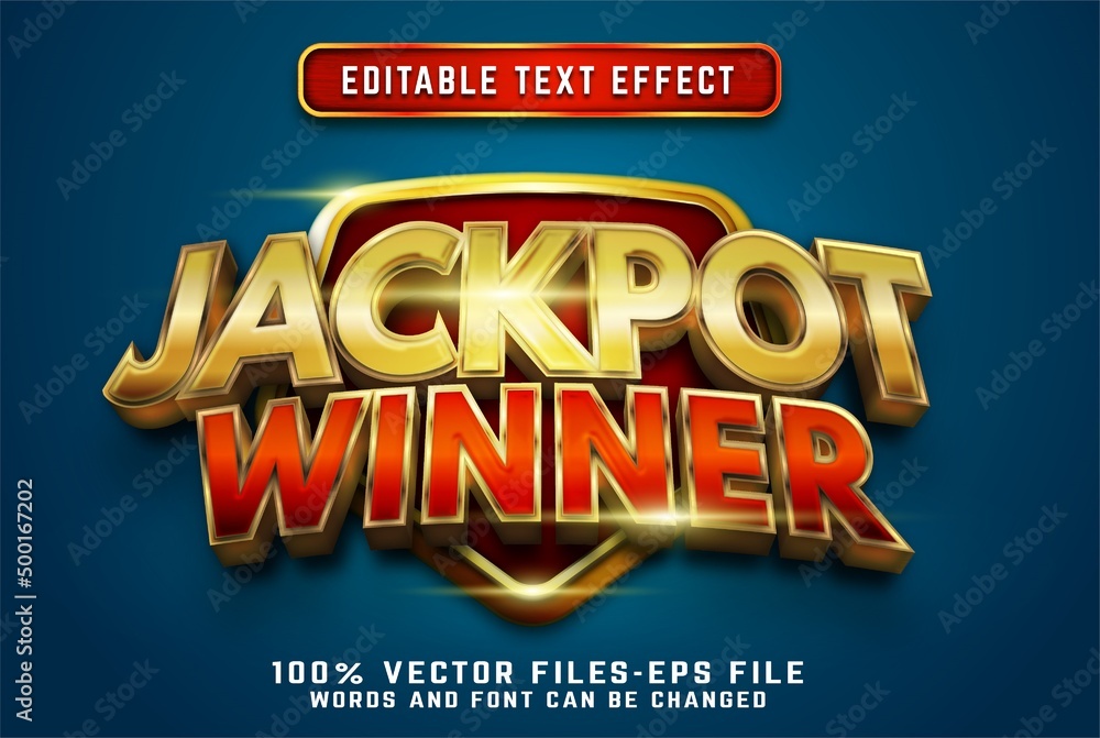 jackpot winner 3d text effect with golden style premium vectors Stock Vector | Adobe Stock