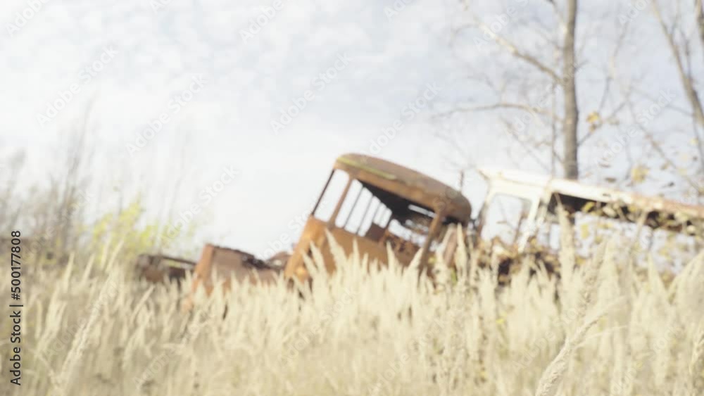 Abandoned rusty radioactive equipment of the soviet union. Cemetery of ...