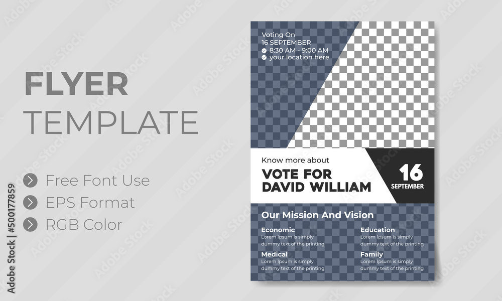 Political campaign flyer template with square election social media ...