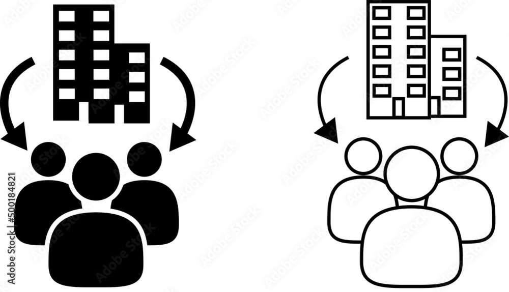 Vetor de BPO Icon with fill and stroke. business process outsourcing ...