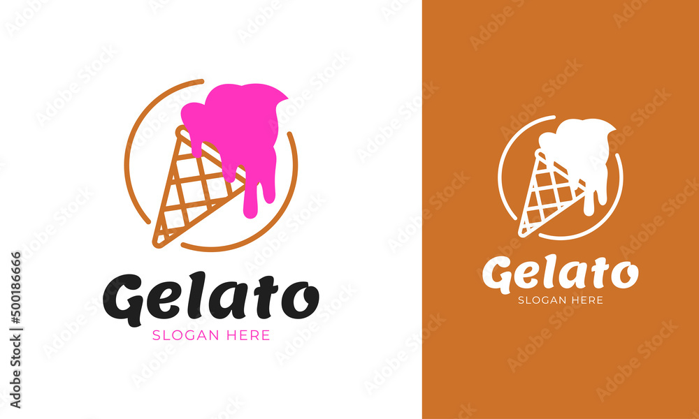 Gelato logo design with cone for ice cream shop identity Stock Vector ...