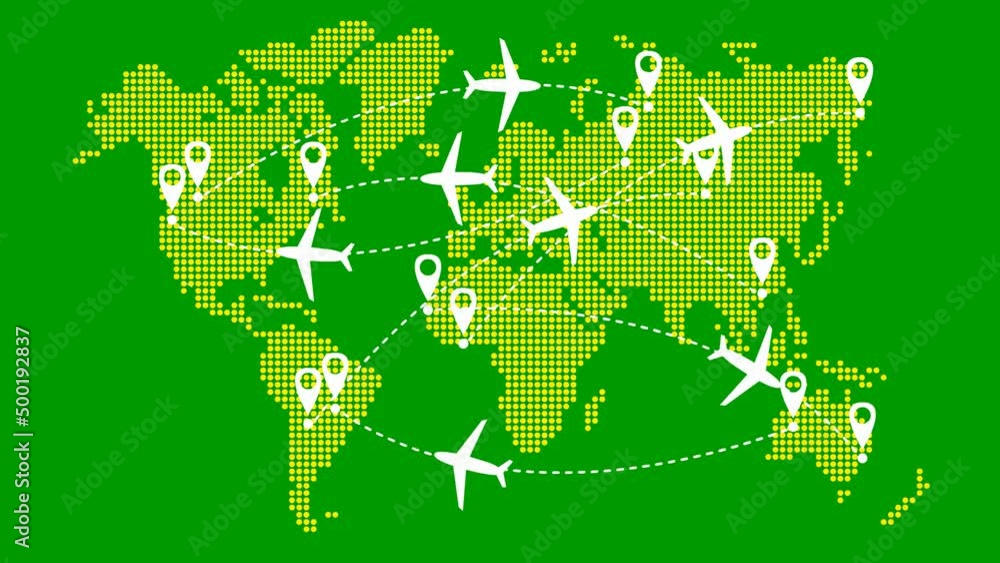 Vidéo Stock Animated planes fly along a trajectory. Airplane travel ...