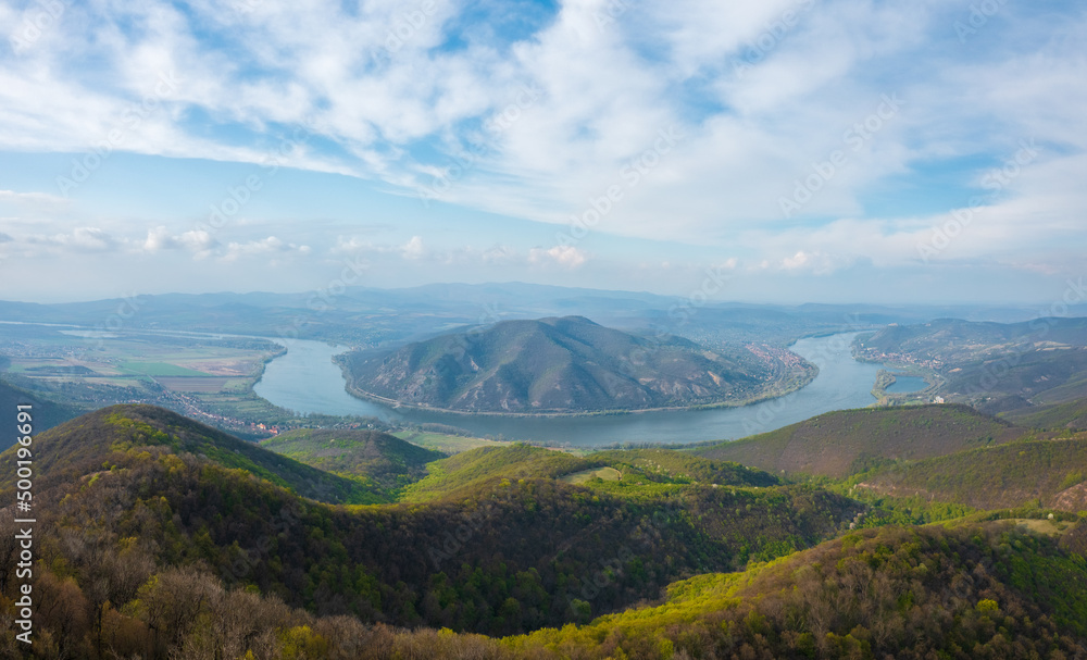 Spectacular panoramic view of danube bend from Prédikálószék lookout ...
