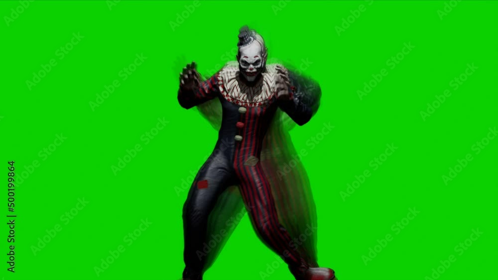 Surrealistic clown dancing. A clown dancing. A nightmarish atmosphere ...