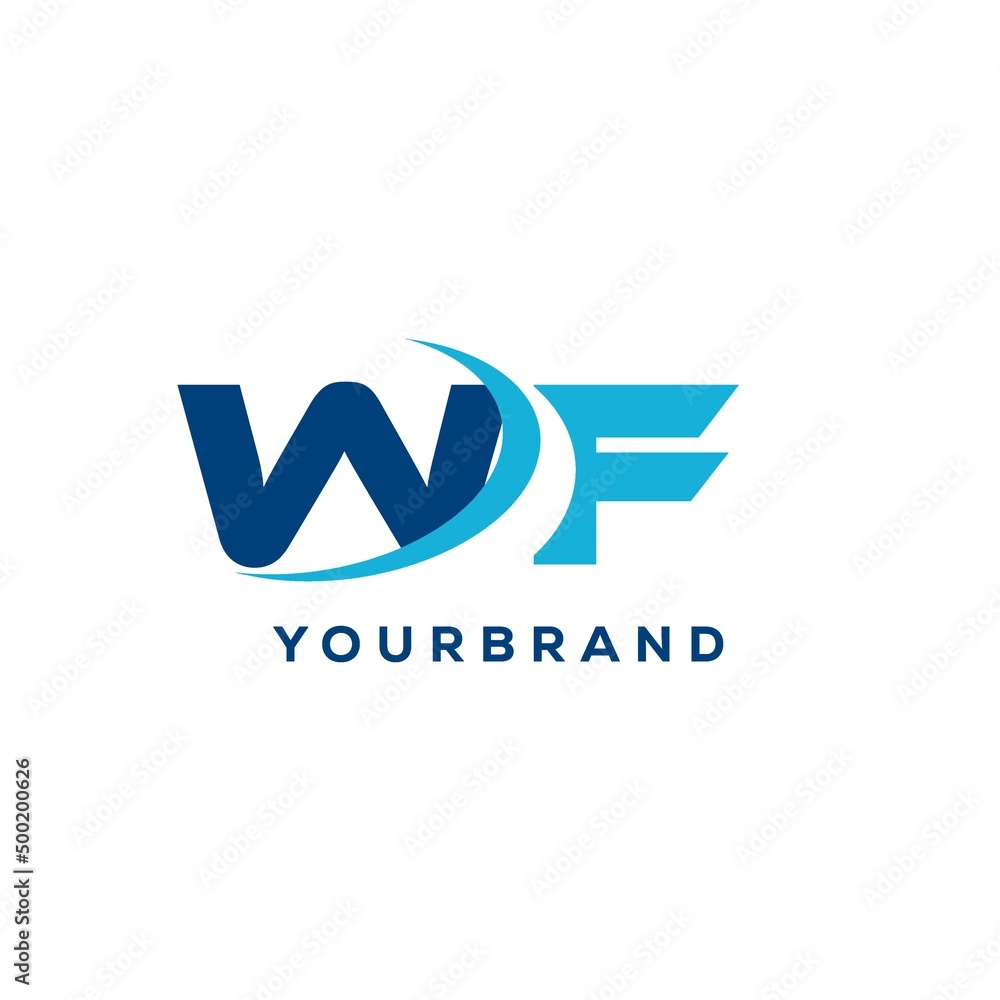 Letter WF logo combined with swoosh curved line Stock Vector | Adobe Stock