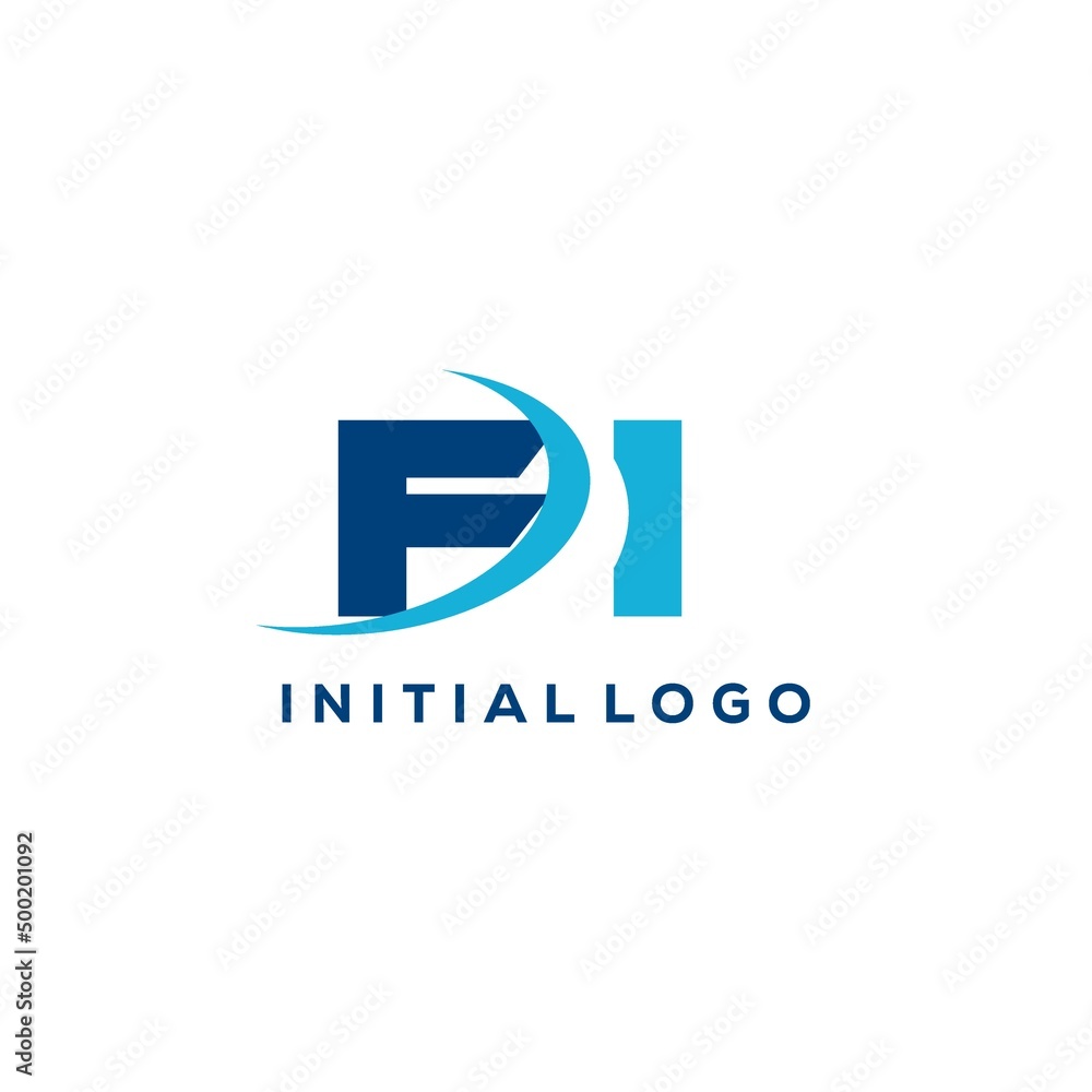 Letter FI logo combined with swoosh curved line Stock Vector | Adobe Stock
